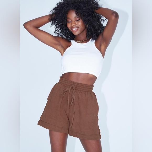 Princess Polly | Shorts | Princess Polly Brown Linen Shorts | Poshmark